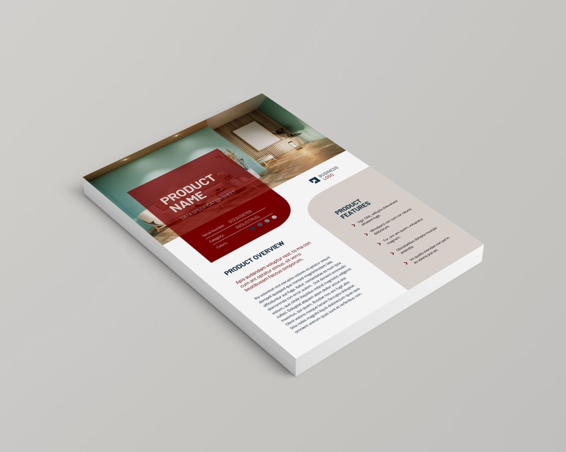 Product Sheet Template Canva Flyer, Word Editable Design Product Data ...