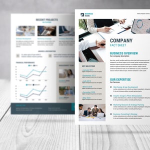 Business Fact Sheet Template Canva, Business Profile Word Template ...
