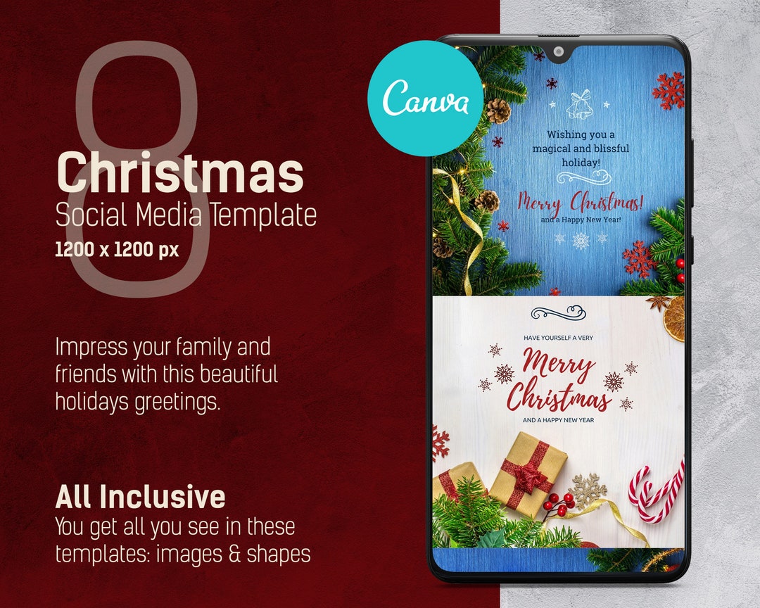 Canva Christmas Instagram Template, Christmas Post Template, Holiday ...