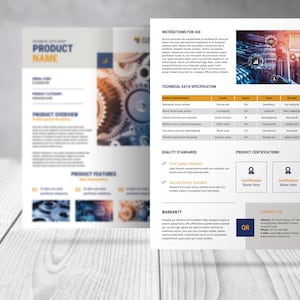 Product Sheet Template Canva, Flyer Product Data Sheet, MS Word ...