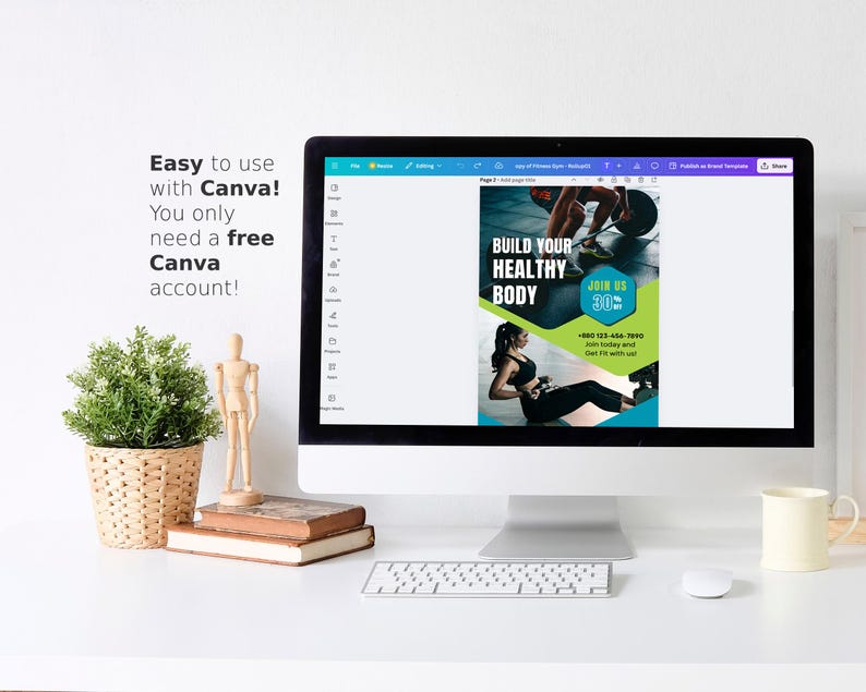 Printable Fitness Gym Trainer Rollup Banner Template Canva Editable ...