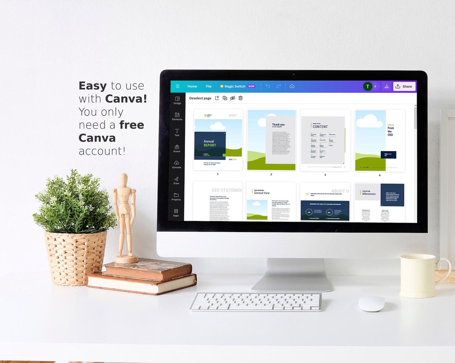 Annual Report Template Canva, Report Business Brochure, Yearly Report ...