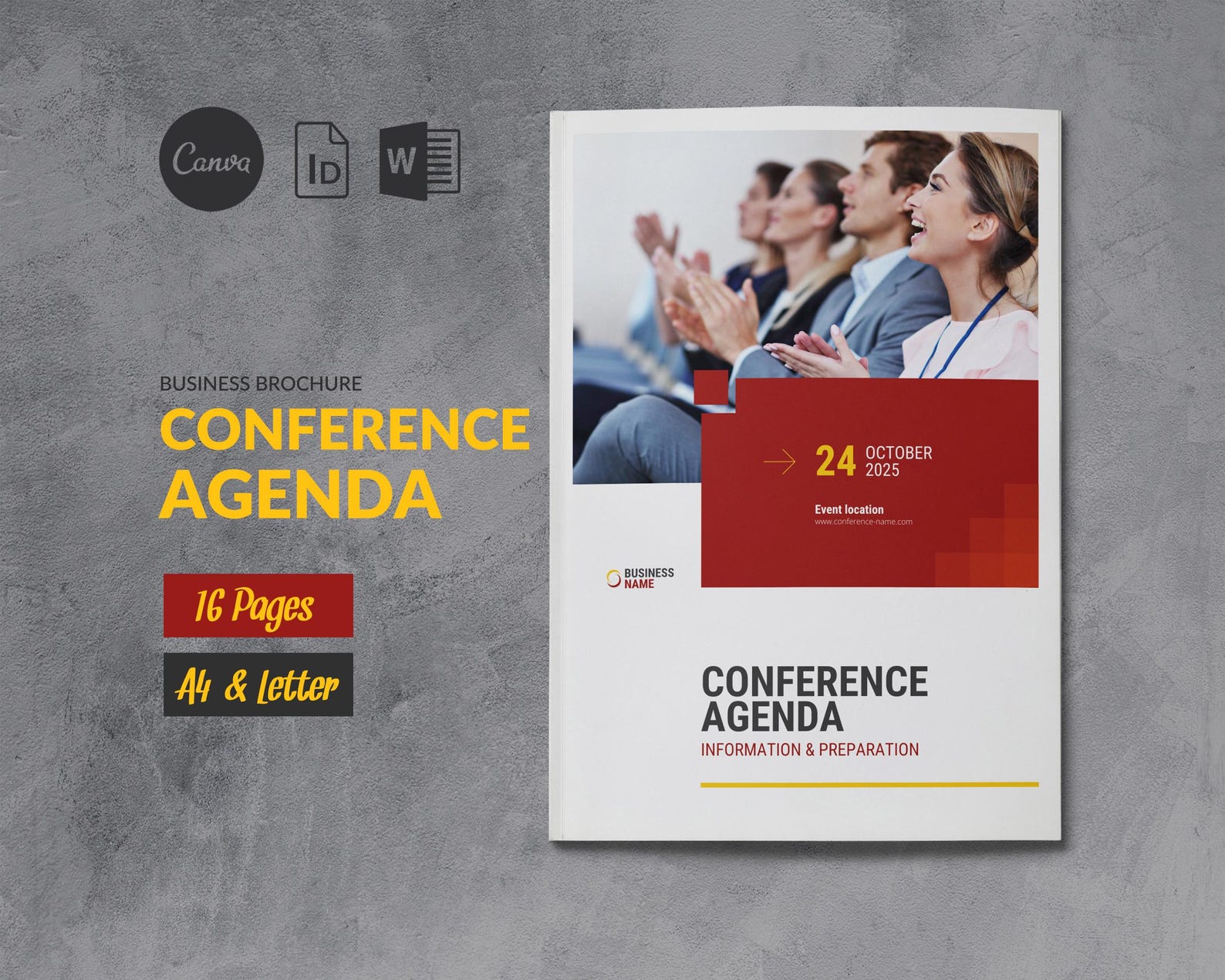 Event Conference Brochure Template, Canva Conference Agenda, Conference ...