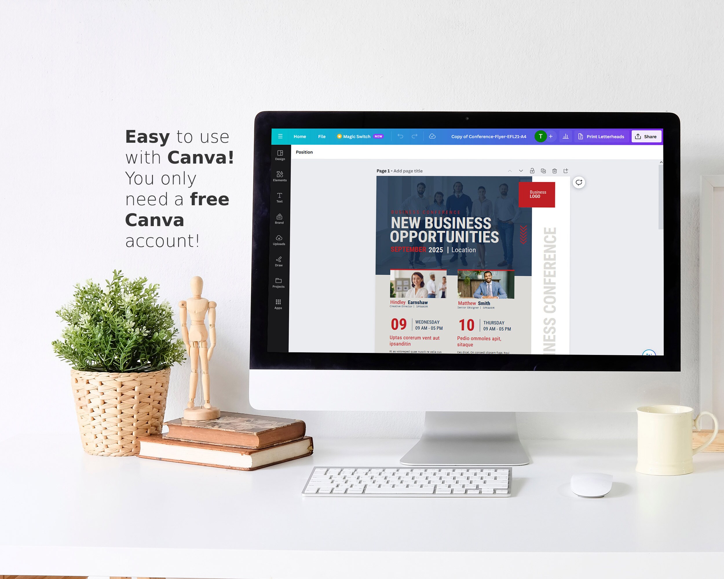 Business Conference Program Canva Editable Flyer Event, Business ...