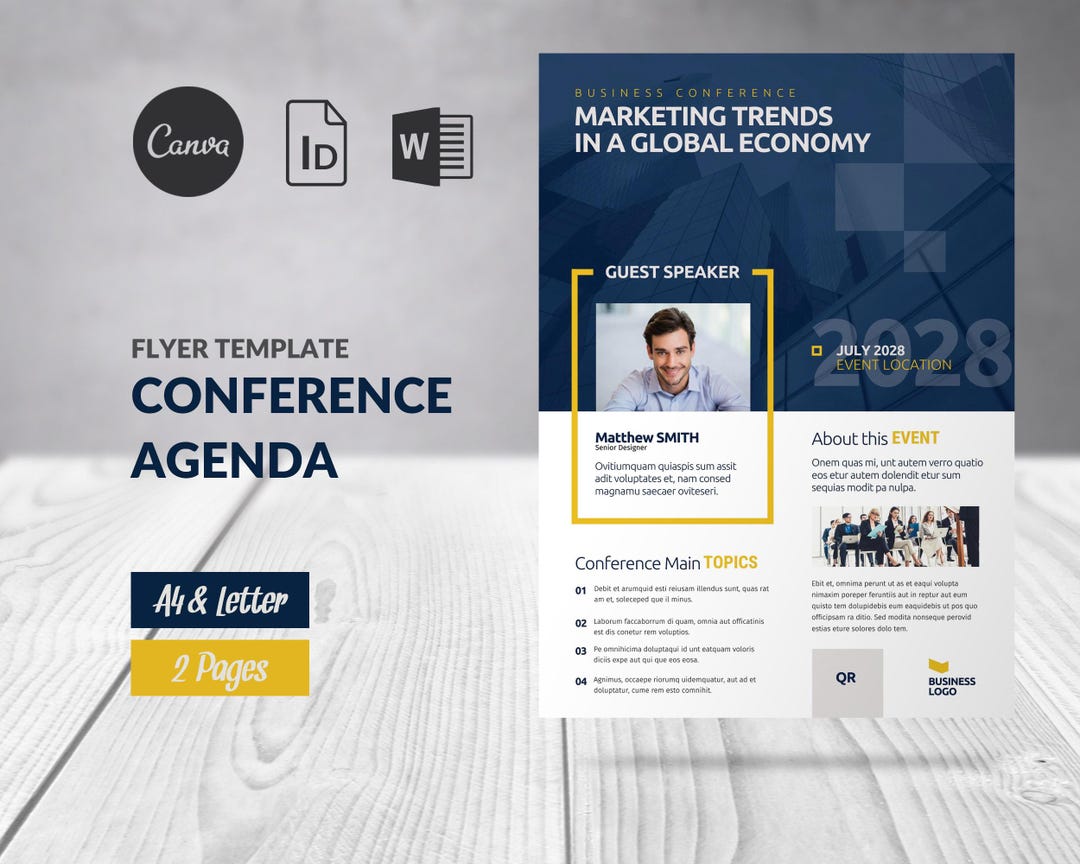 Business Conference Program Flyer, Canva Editable Flyer Event, Business ...