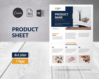 Product Specification Sheet Template Canva, Product Data Sheet Word Editable Flyer Design ...