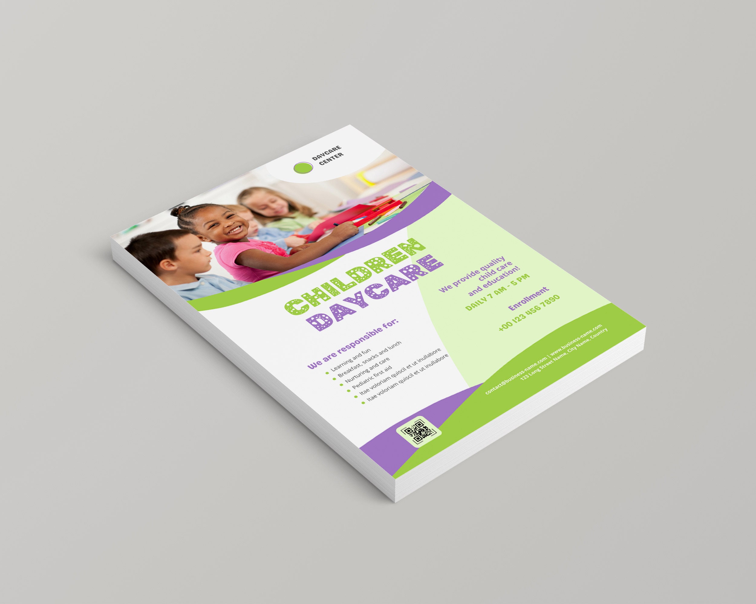 Child Daycare Center Flyer Template Canva Editable, Children Day-care ...