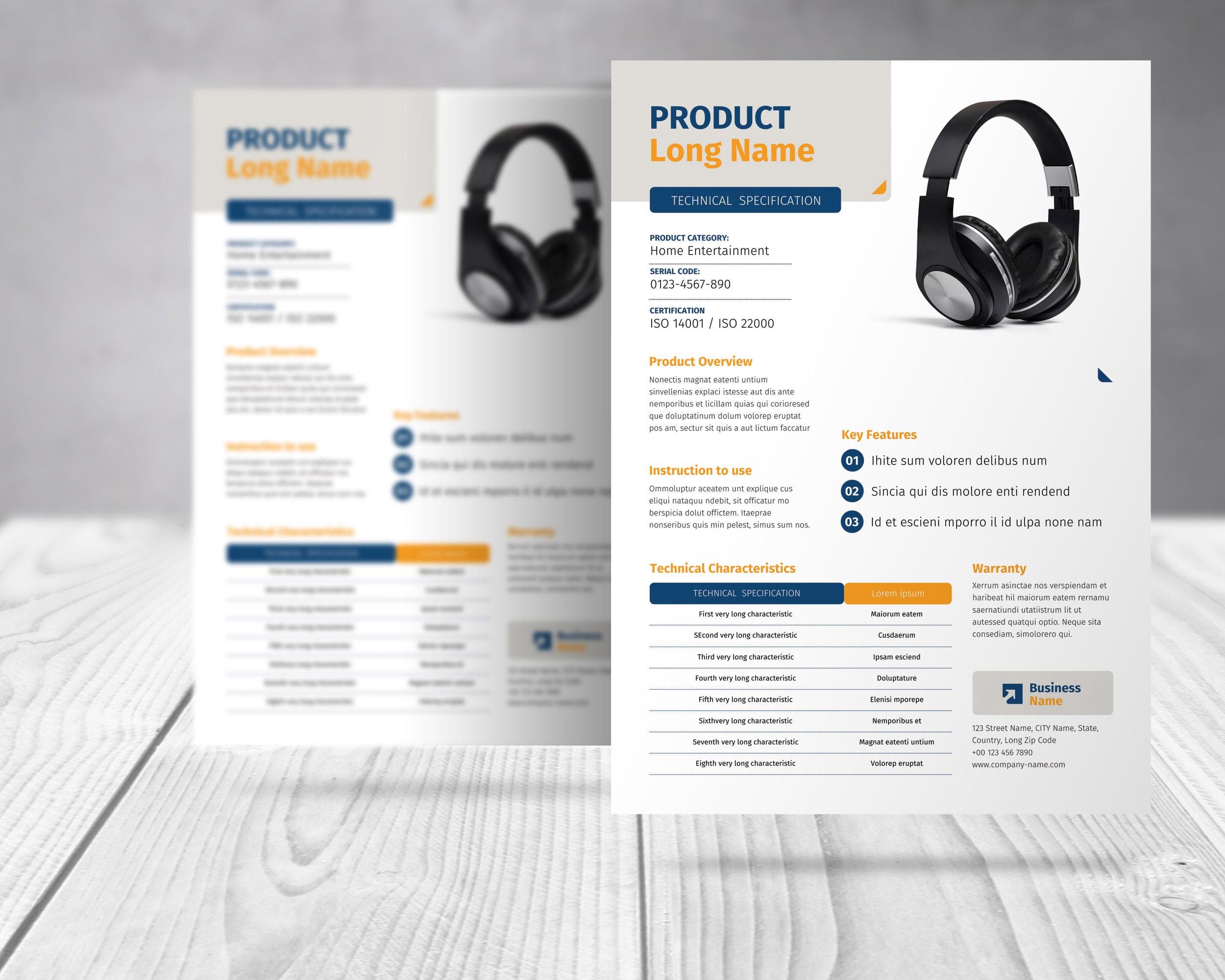 Product Specification Sheet Template Canva, Product Data Sheet Word ...