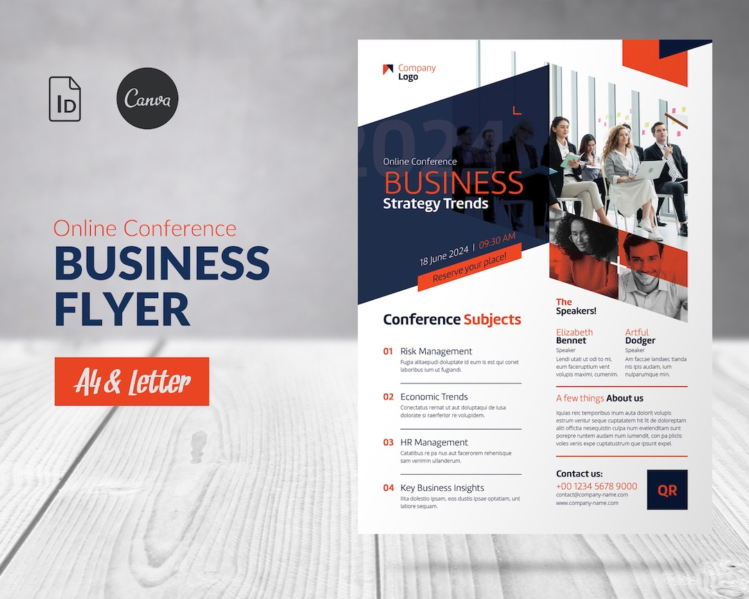 Business Conference Flyer, Event Flyer Template Canva Marketing Online ...