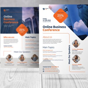 Business Conference Flyer Template, Event Flyer Canva Editable, Live ...