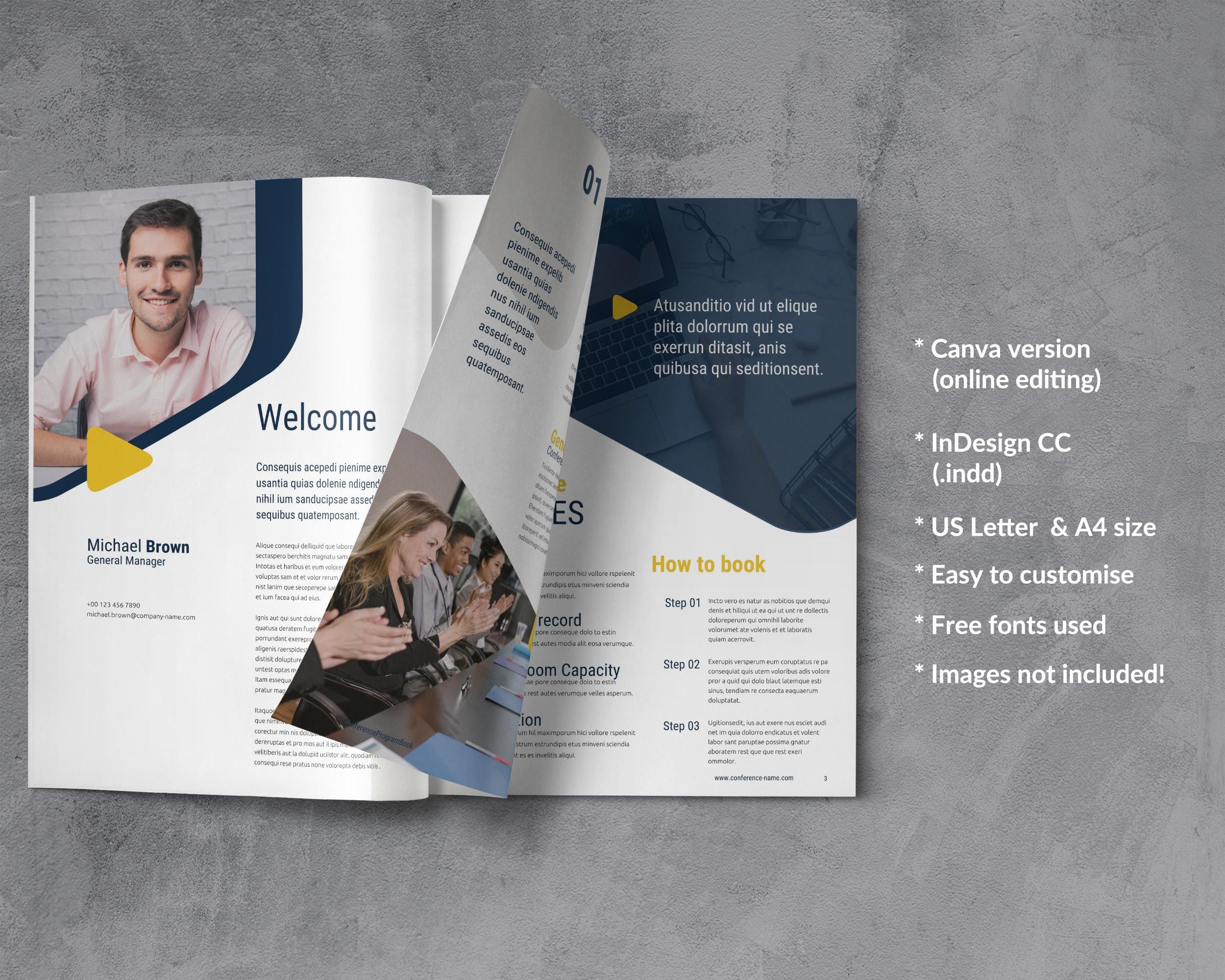 Business Brochure Event Program Canva, Conference Agenda Template ...