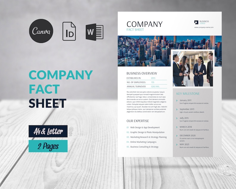 Business Fact Sheet Template Canva, Company Fact Sheet Word Template ...