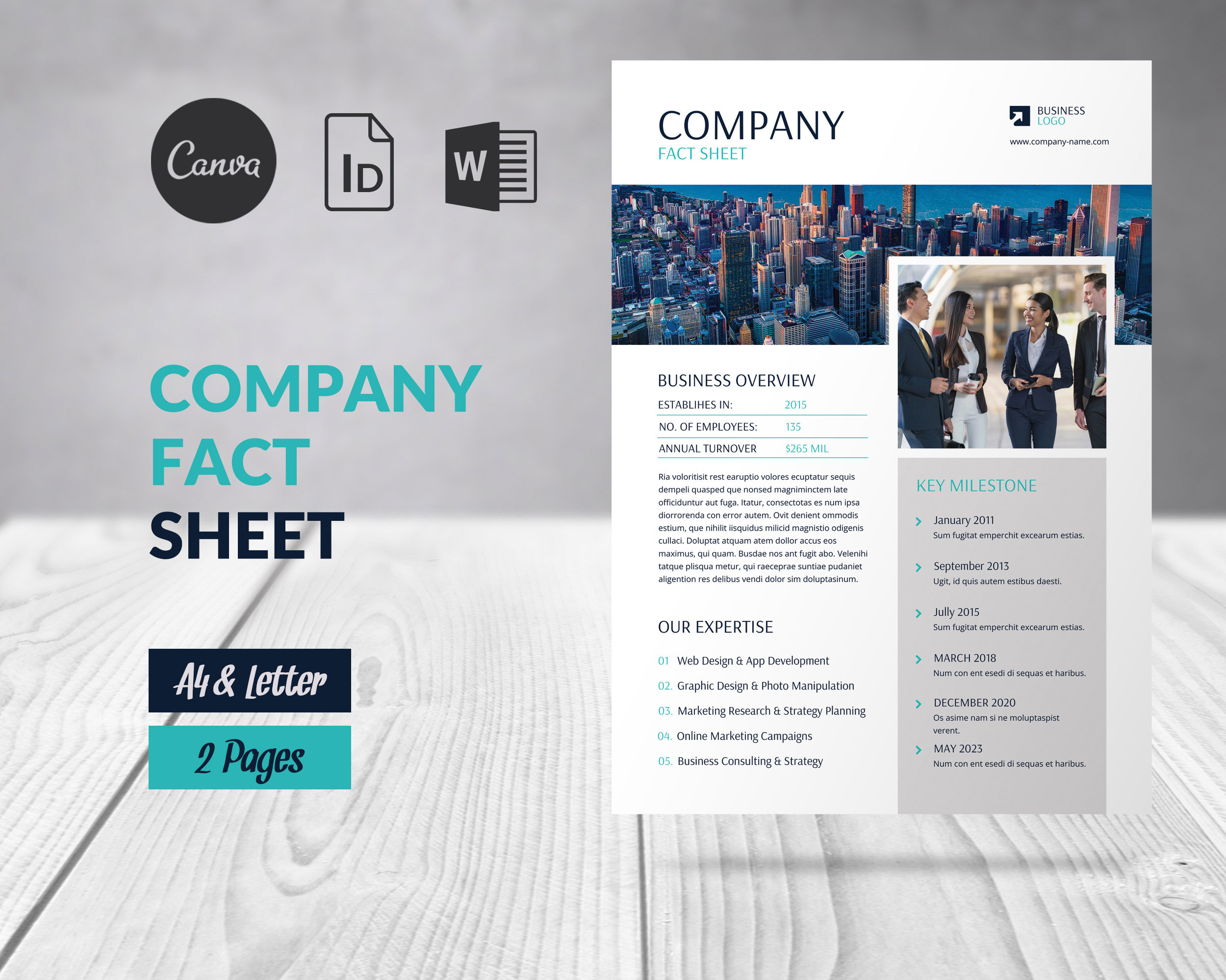 Business Fact Sheet Template Canva, Company Fact Sheet Word Template ...