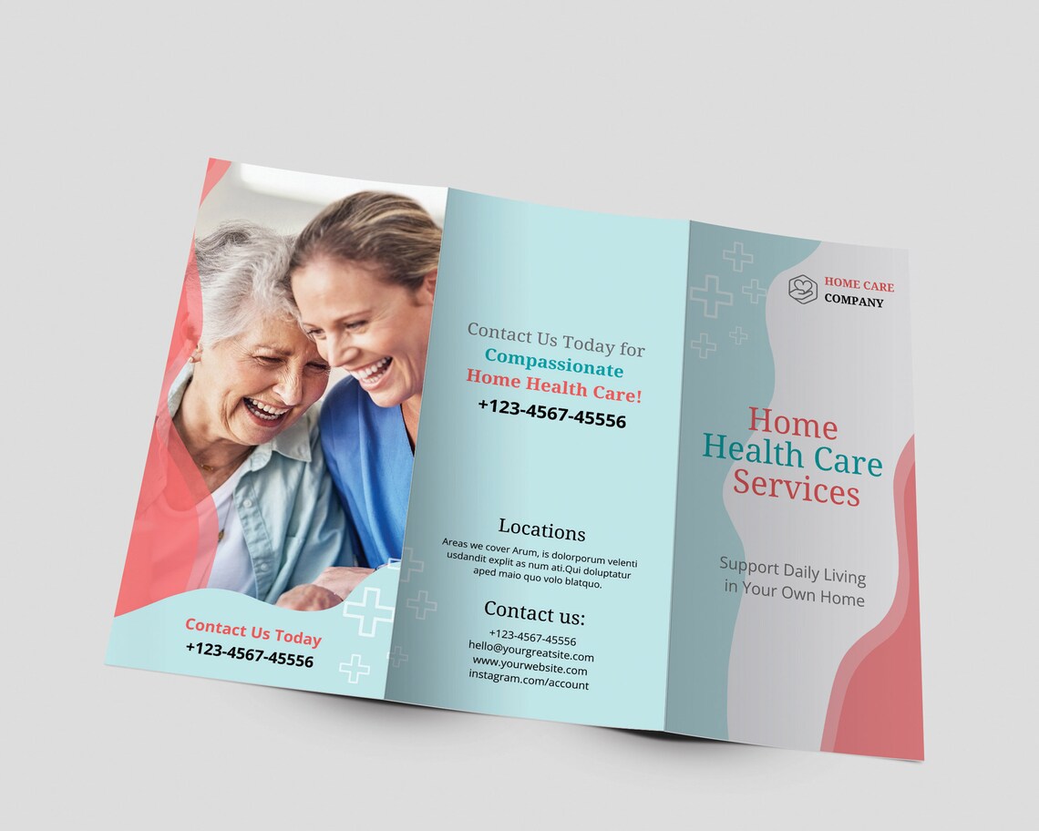Home Health Care Flyer Tri-fold Canva Template, Caregivers Senior Care ...