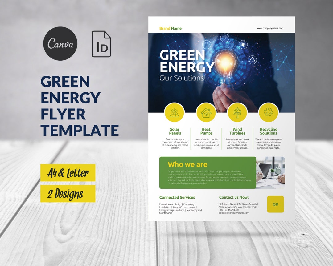 Solar Energy Services Flyer Template Canva, Renewable Energy Business ...