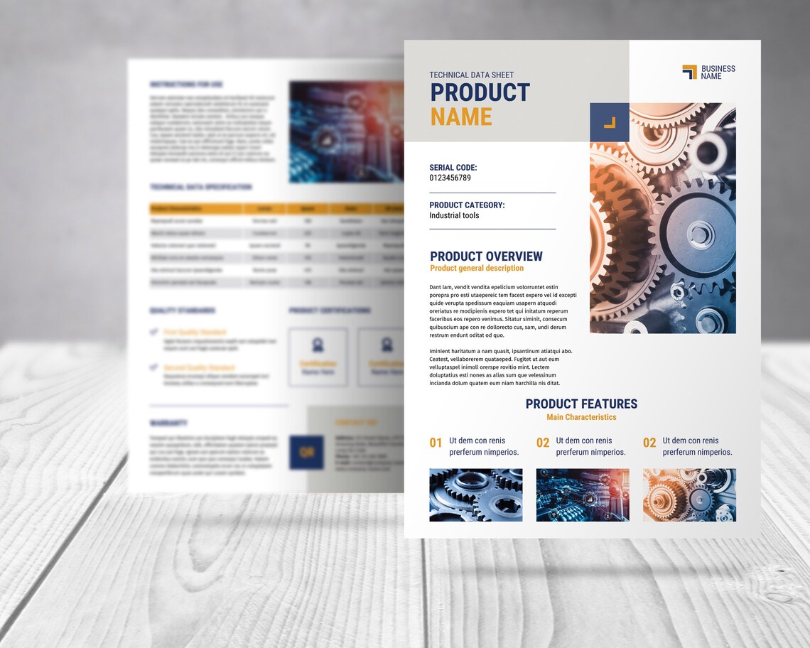 Product Sheet Template Canva, Flyer Product Data Sheet, MS Word ...