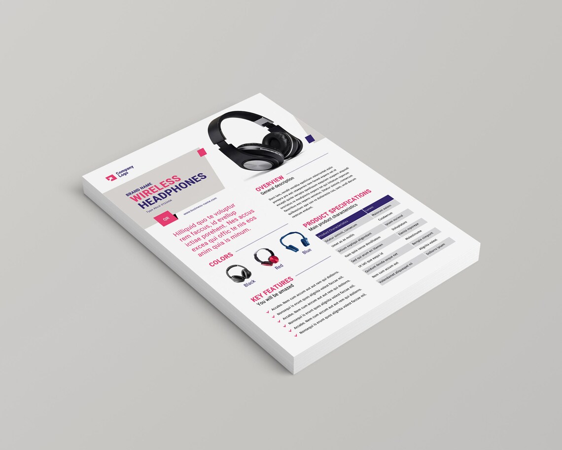 Product Sheet Template Canva Flyer, Word Editable Design Product Data ...