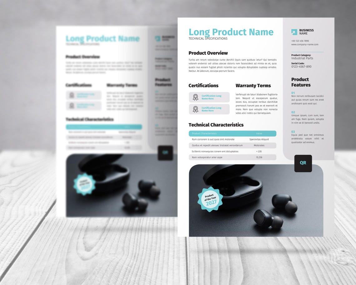 Product Sheet Template Canva Flyer, Word Editable Design Product Data ...