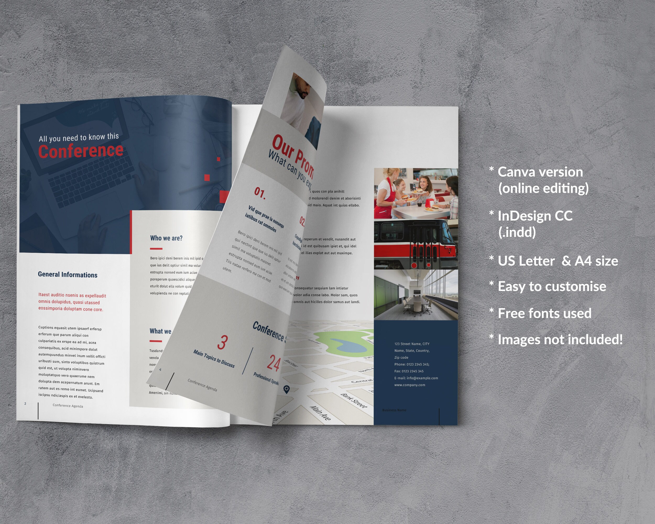 Event Conference Brochure Template, Canva Conference Agenda, Conference ...