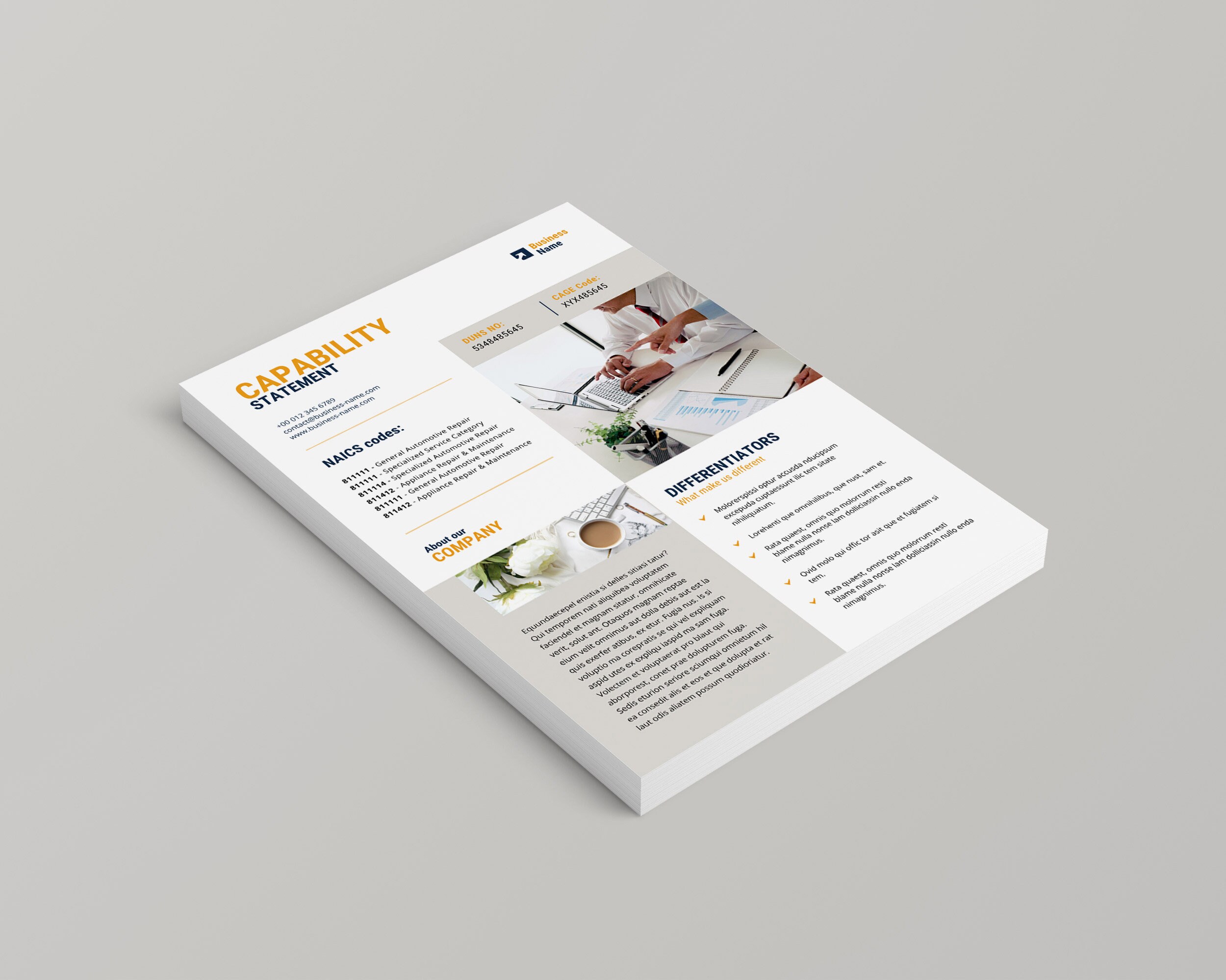 Capability Statement Flyer Template Canva Editable, Business Document ...