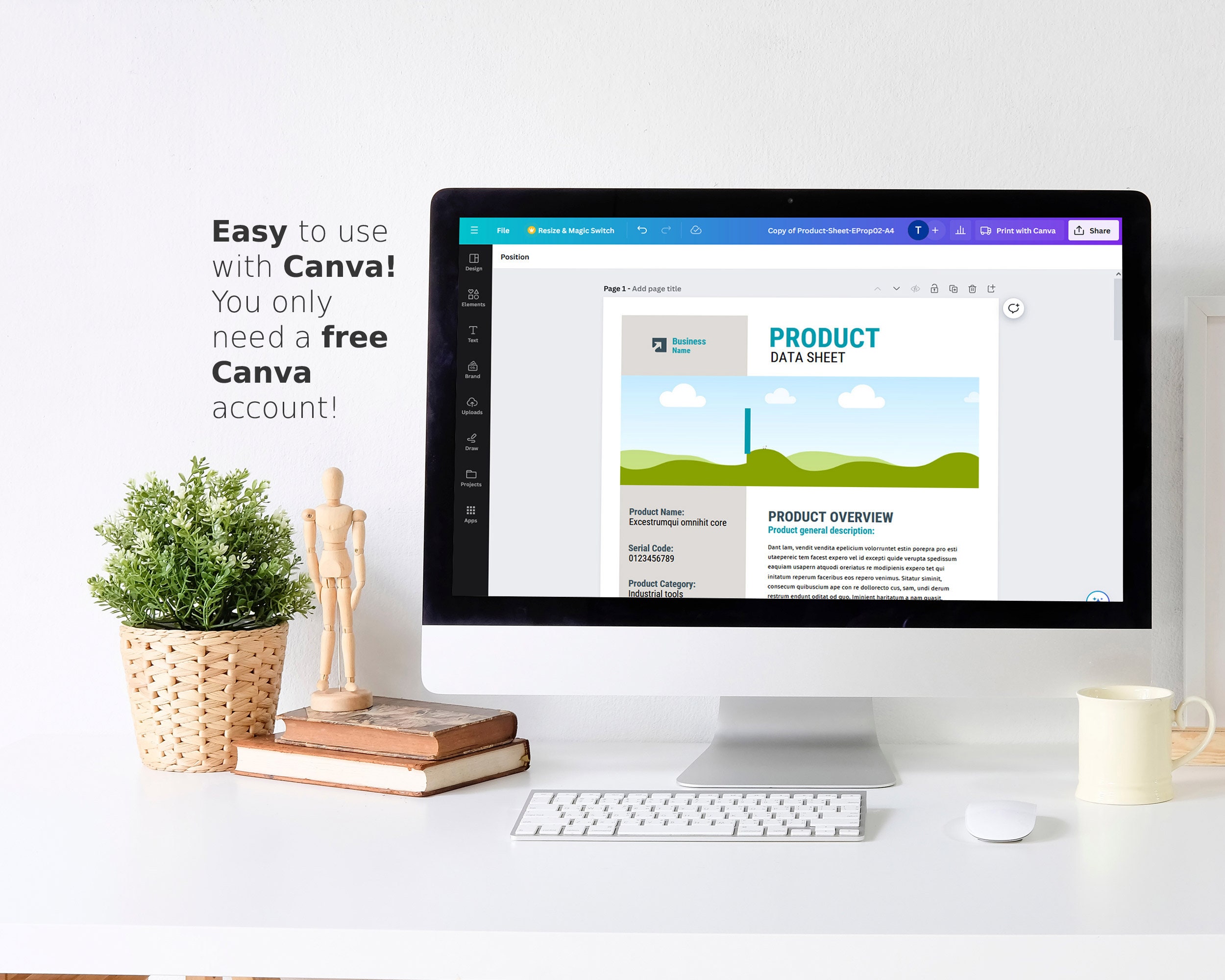 Product Sheet Template Canva, Flyer Product Data Sheet, Product ...