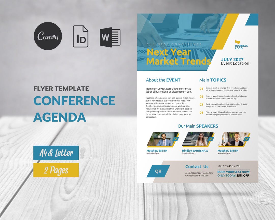 Business Conference Program Canva Editable Flyer Event, Business Flyer ...