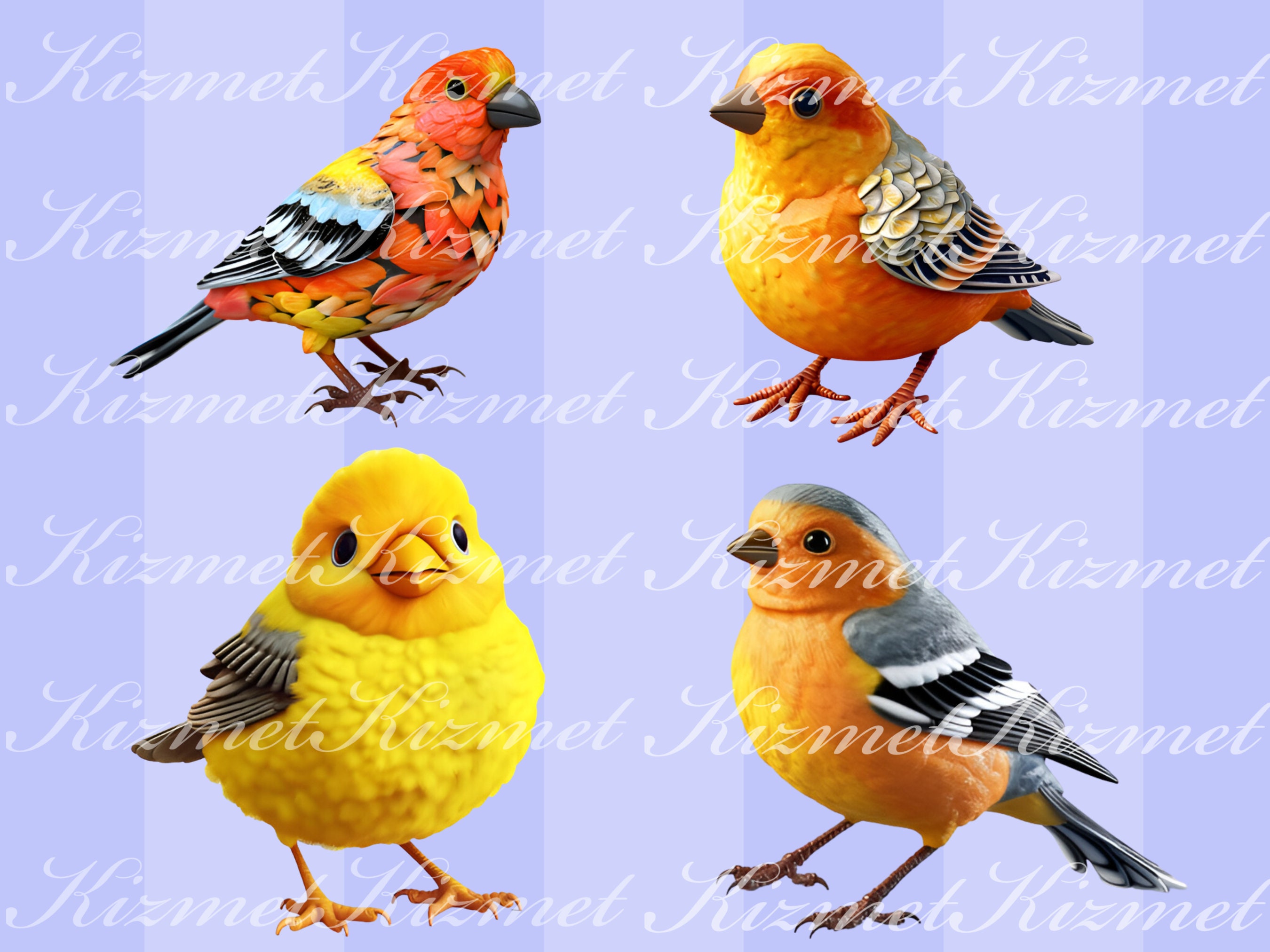 Set of 24 Cute 3D Birds 3d Clipart PNG Files, Fun Digital Downloads 3D ...