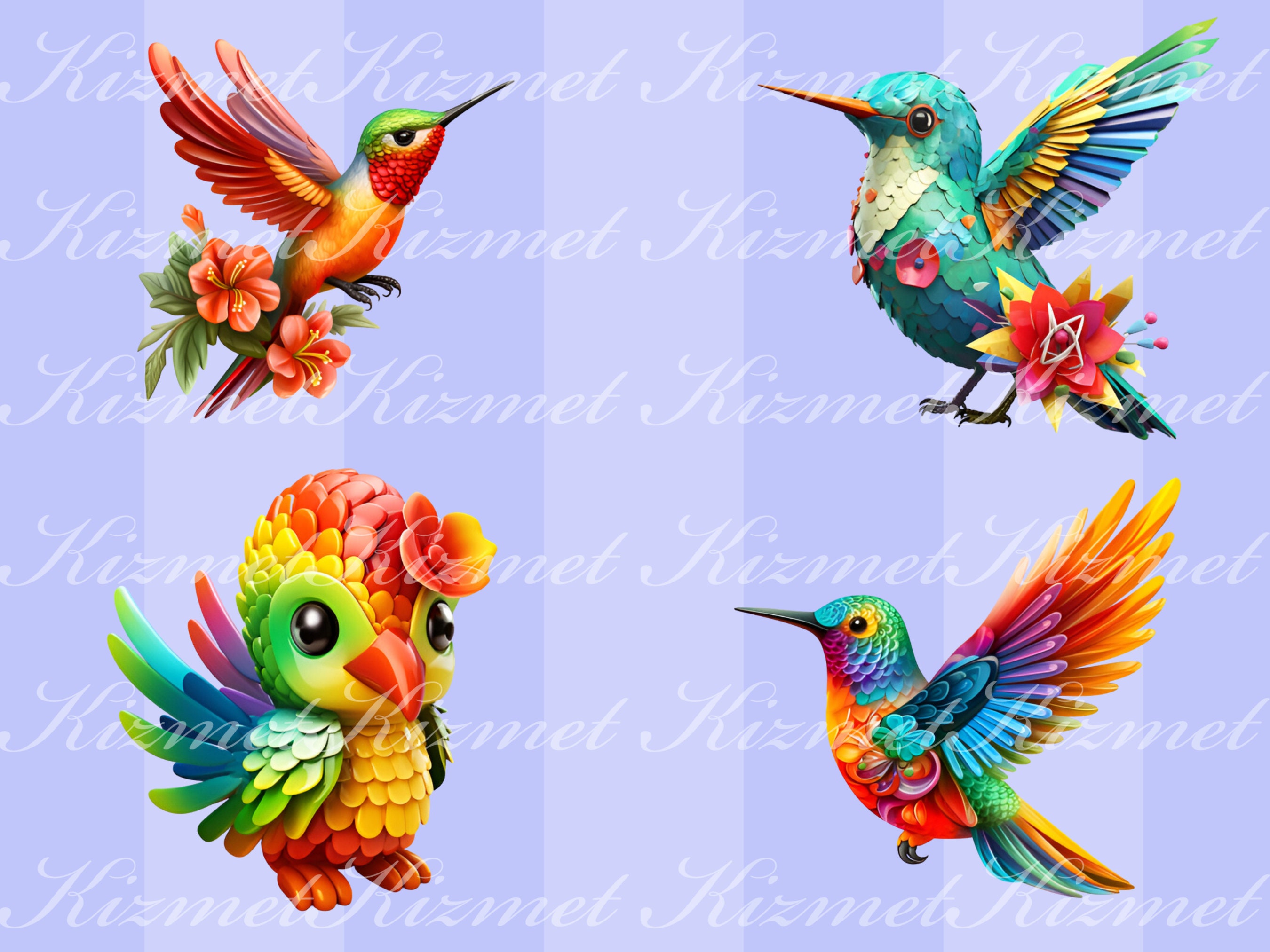 Set of 24- Cute 3D Birds- 3d Clipart PNG Files, Fun Digital Downloads ...
