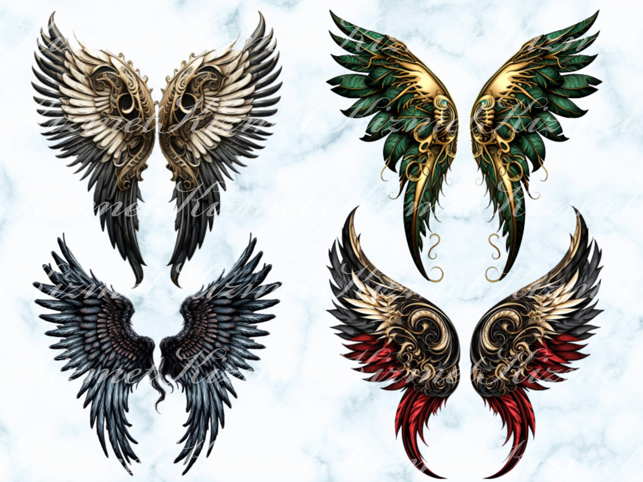 Gothic Wings Set of 24 High Quality Victorian Png Clipart Files. Large ...
