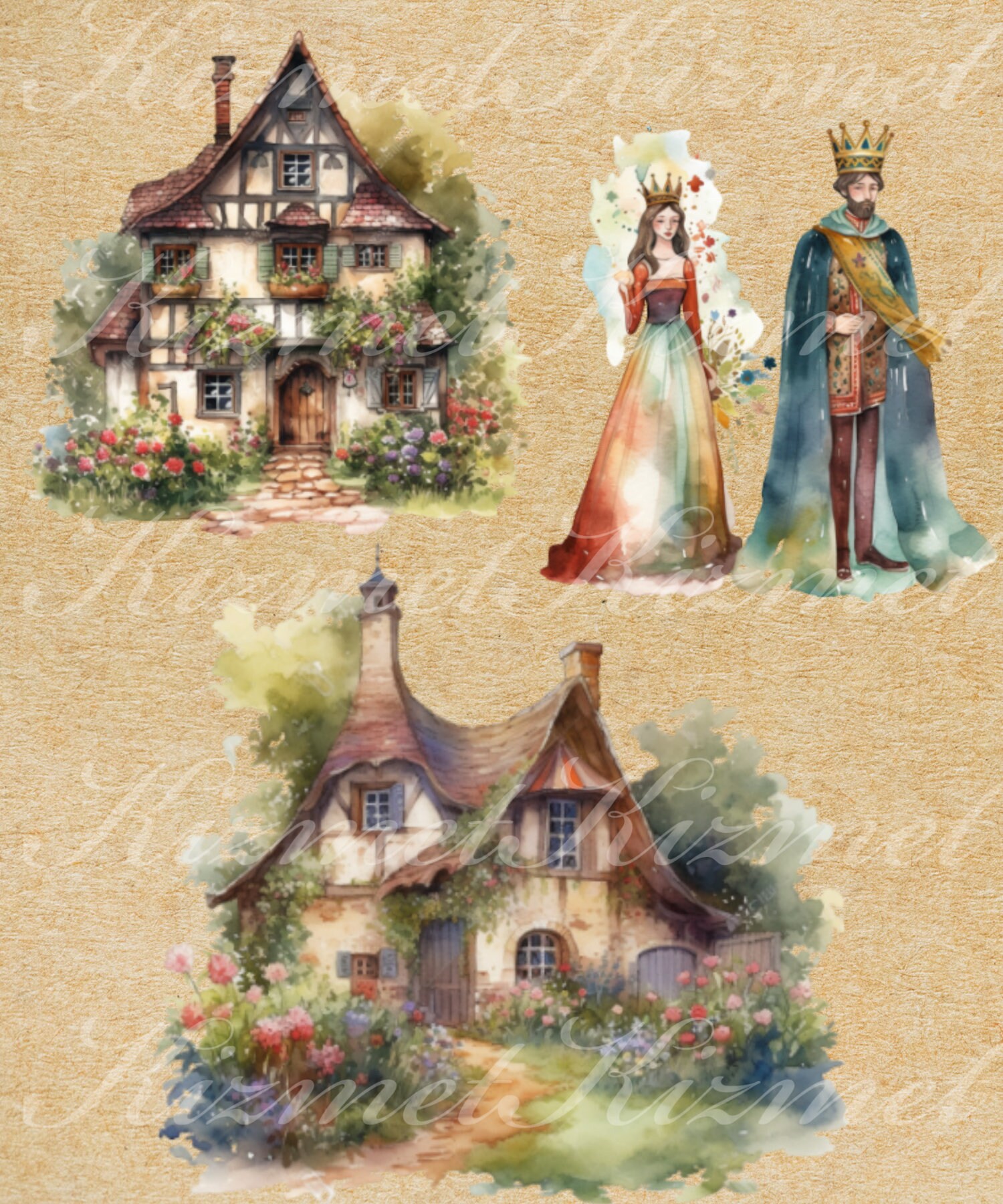 Medieval and Renaissance Themed Clipart, 300 Dpi, Beautiful Watercolor ...
