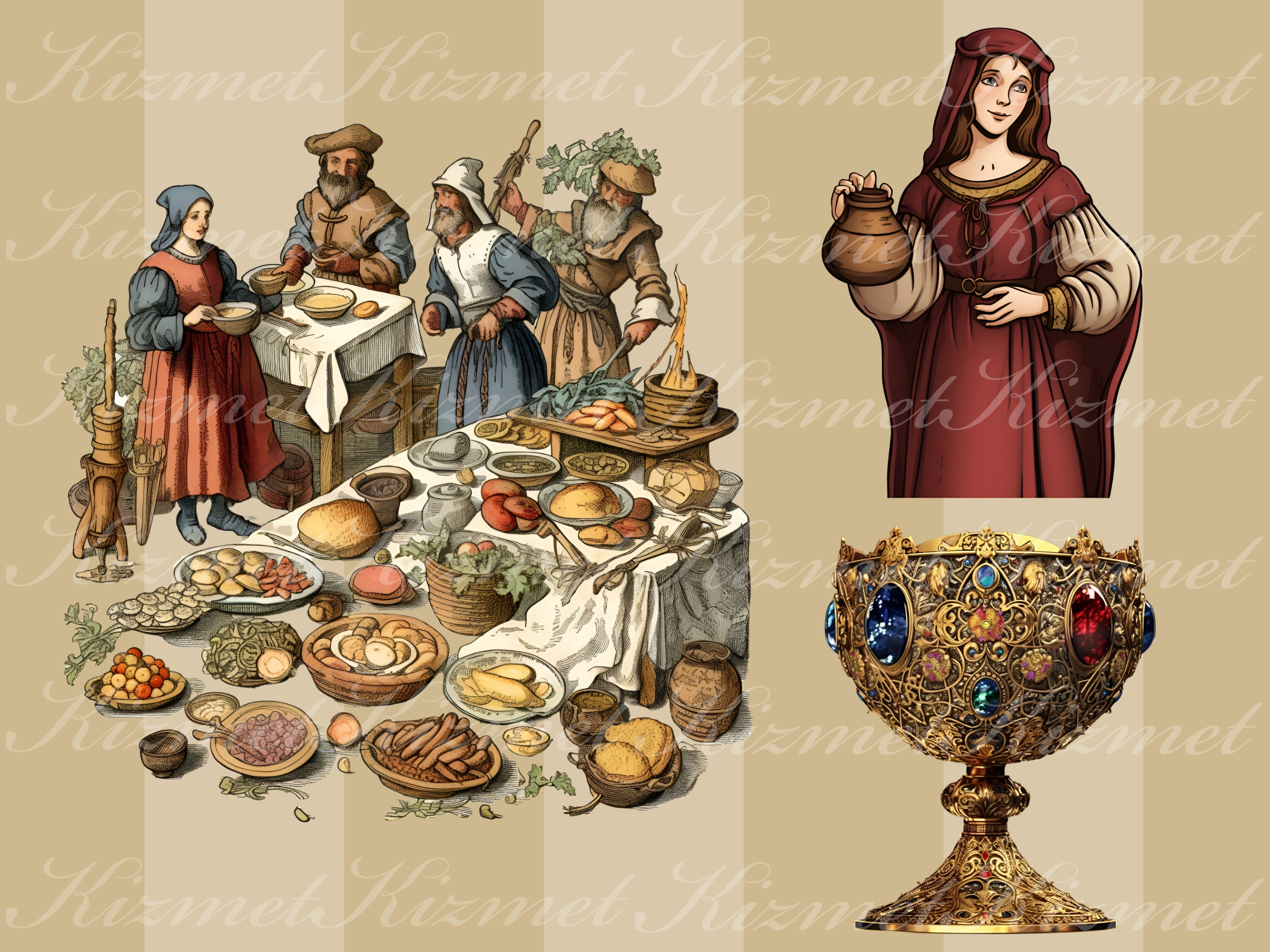 Medieval and Renaissance Themed Clipart 3, 300 Dpi, Beautiful Printable ...
