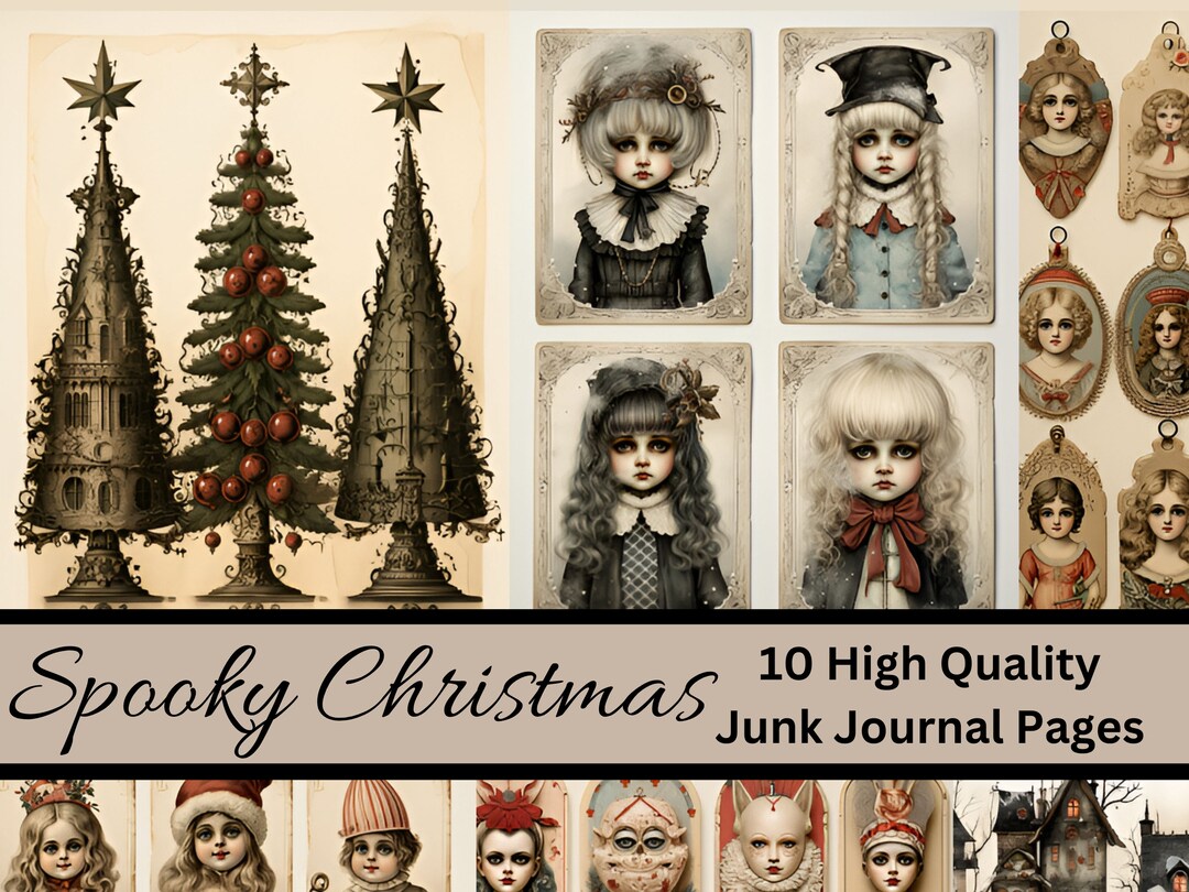 10 Spooky Christmas Junk Journal Printable Pages Collage Sheets High ...