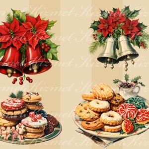 Vintage Christmas Themed Clipart, 300 Dpi, Beautiful Printable 24 PNG ...