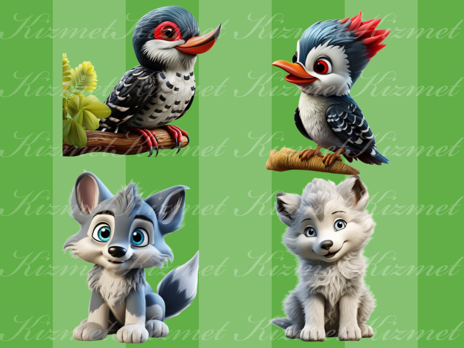 Set of 24- Forest Animals- 3D Clipart PNG Files, Fun Digital Downloads ...