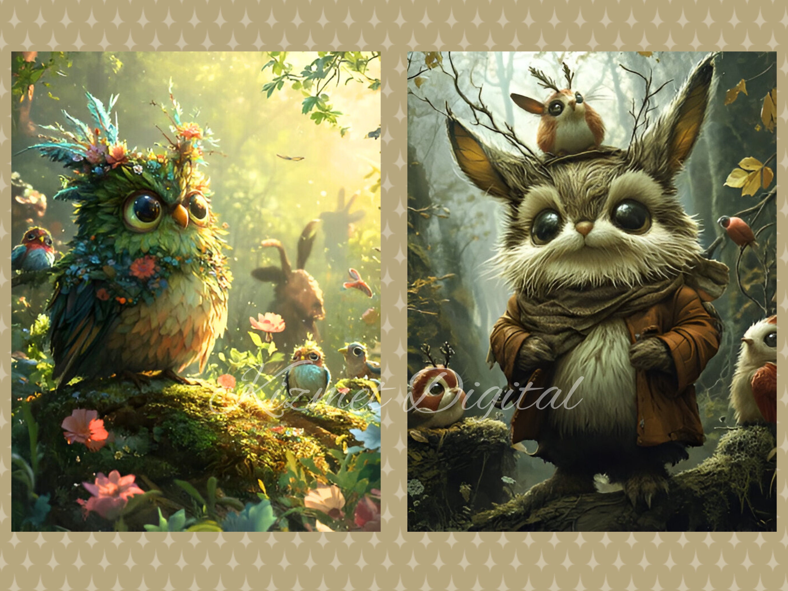 12 Whimsical Forest Animals Digital Paper Junk Journal Collage Sheets ...