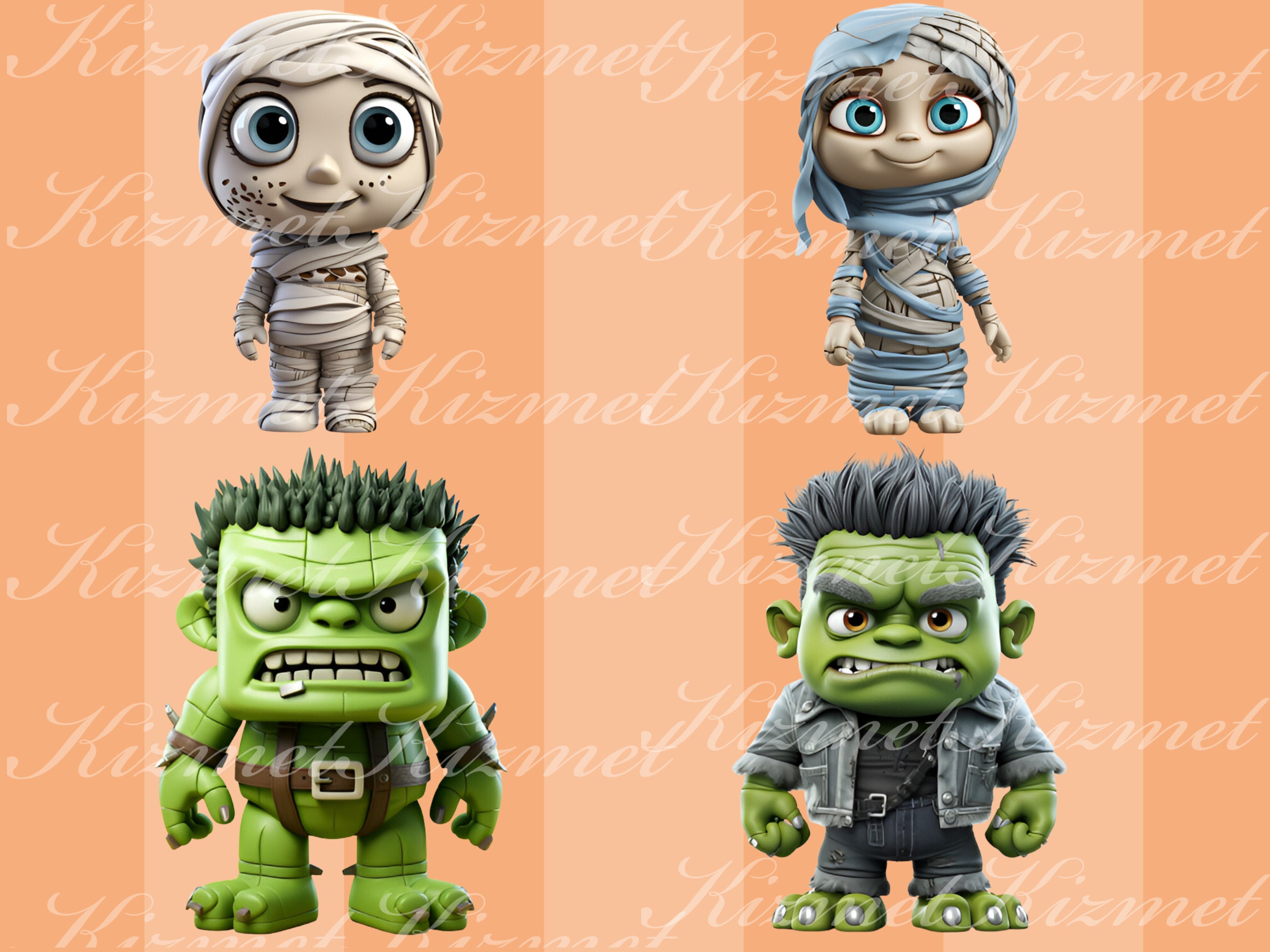 Set of 24- 3D Halloween PNG Files, 3D Clipart, Fun Digital Downloads ...