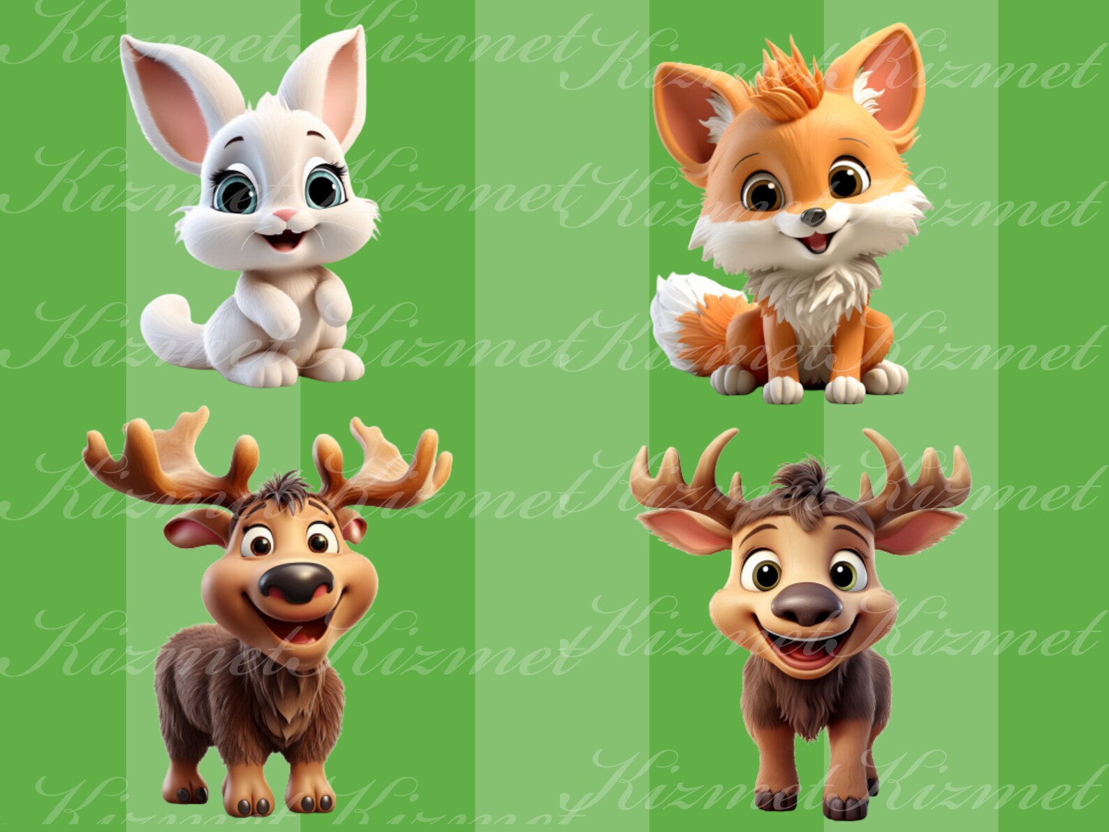 Set of 24- Forest Animals- 3D Clipart PNG Files, Fun Digital Downloads ...