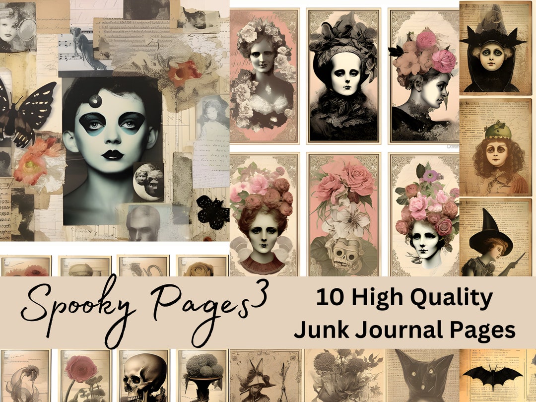 10 Spooky Witchy Gothic Junk Journal Printable Pages Collage Sheets ...