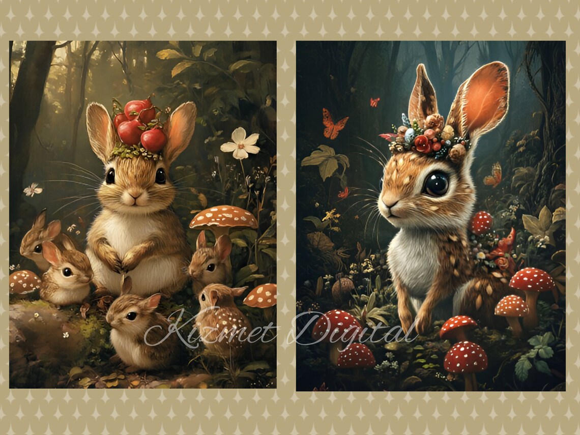 12 Whimsical Forest Animals Digital Paper Junk Journal Collage Sheets ...