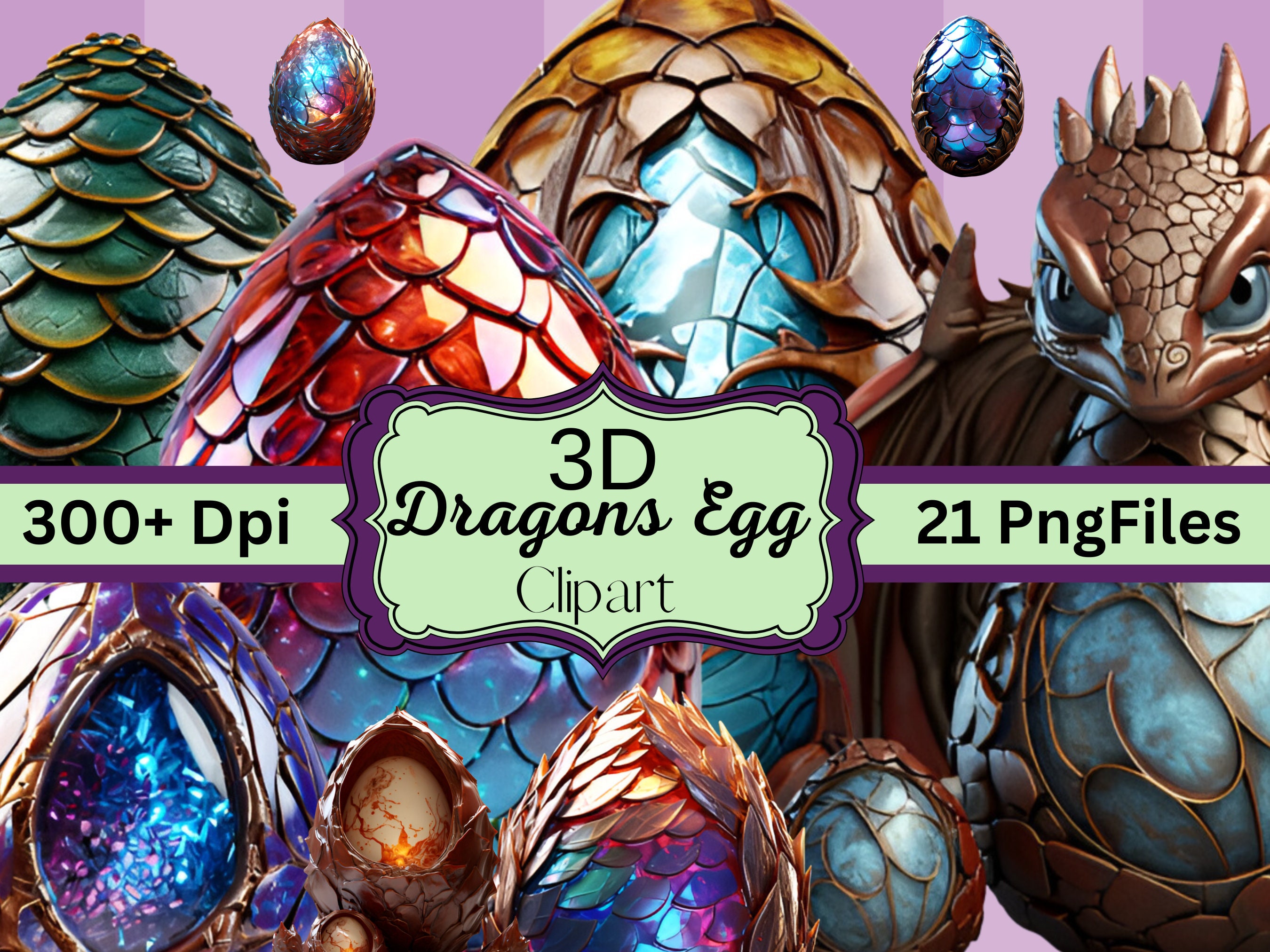 Set of 21 3D Dragons Egg 3D Clipart PNG Files Fun Digital - Etsy
