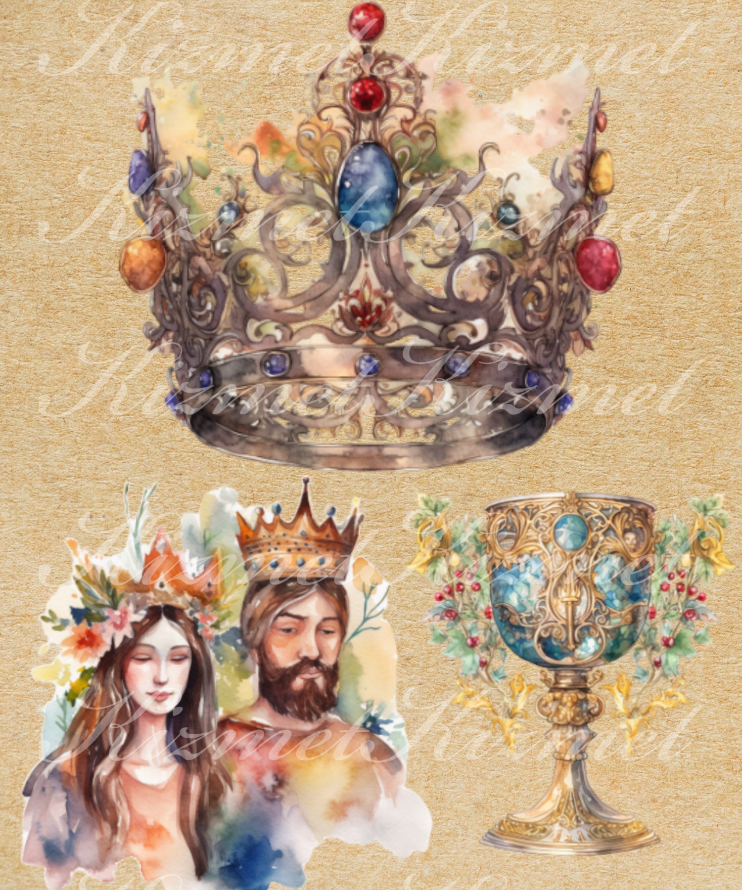 Medieval and Renaissance Themed Clipart, 300 Dpi, Beautiful Watercolor ...
