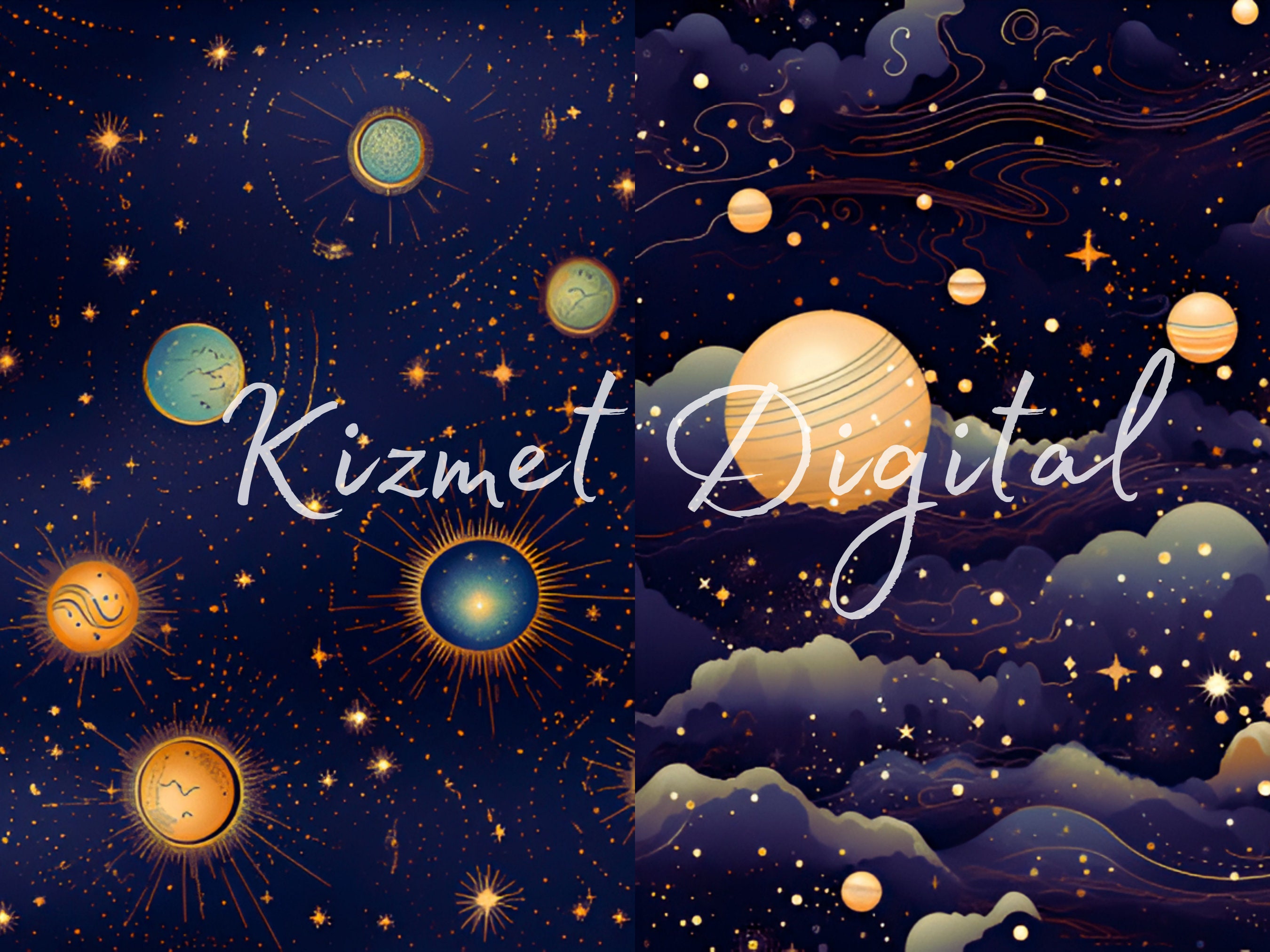10 Galactic Wallpapers Seamless Pattern Celestial Digital - Etsy