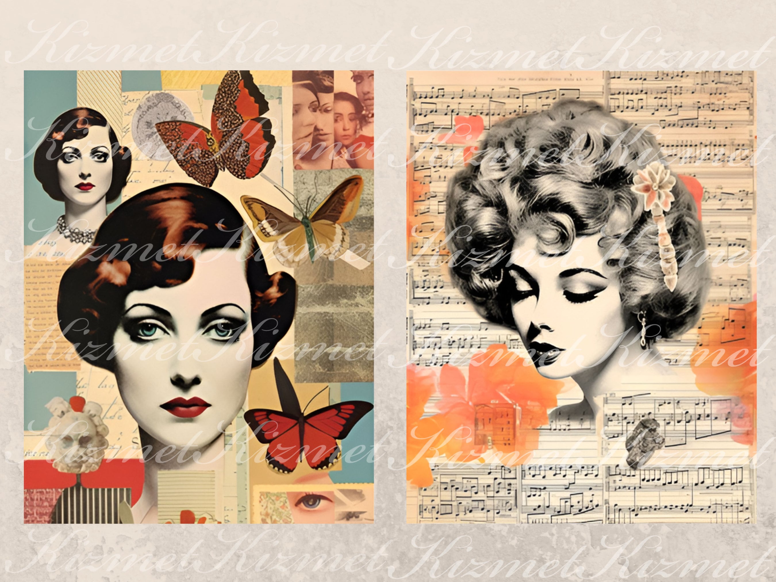 10 Retro Vintage Junk Journal Printable Pages Collage Sheets High ...