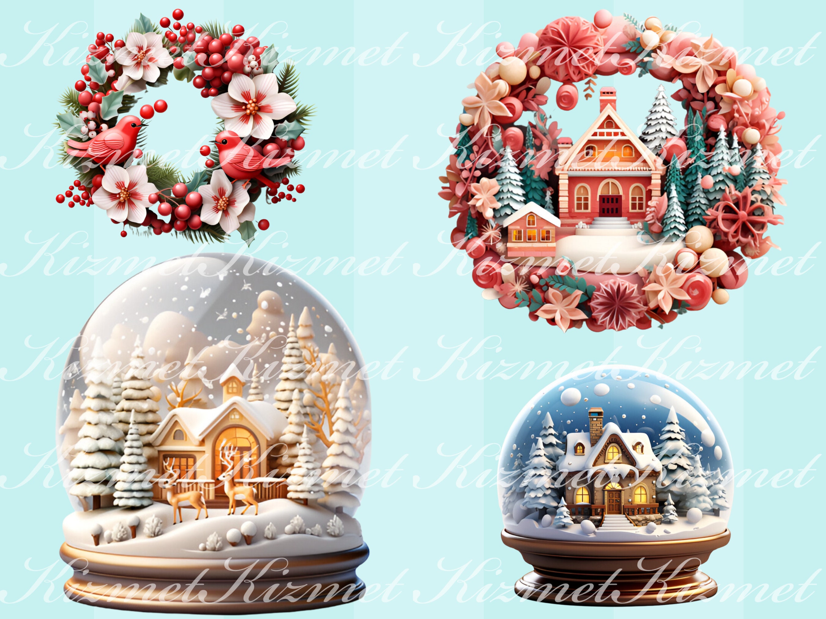 24 Cute 3D Christmas Clipart, 3D Clipart, PNG Files, Fun Digital ...