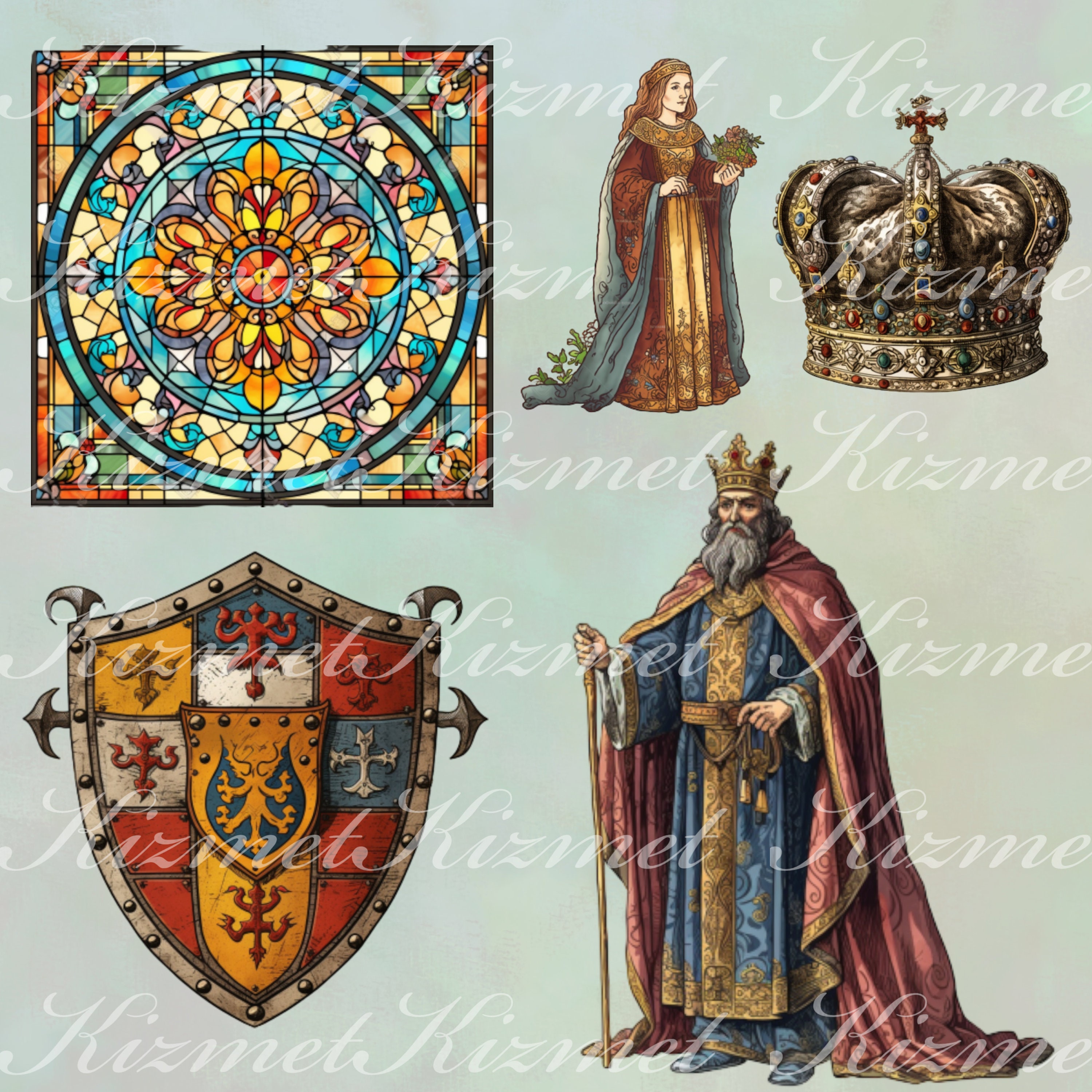 Medieval and Renaissance Themed Clipart 2 300 Dpi 24 - Etsy
