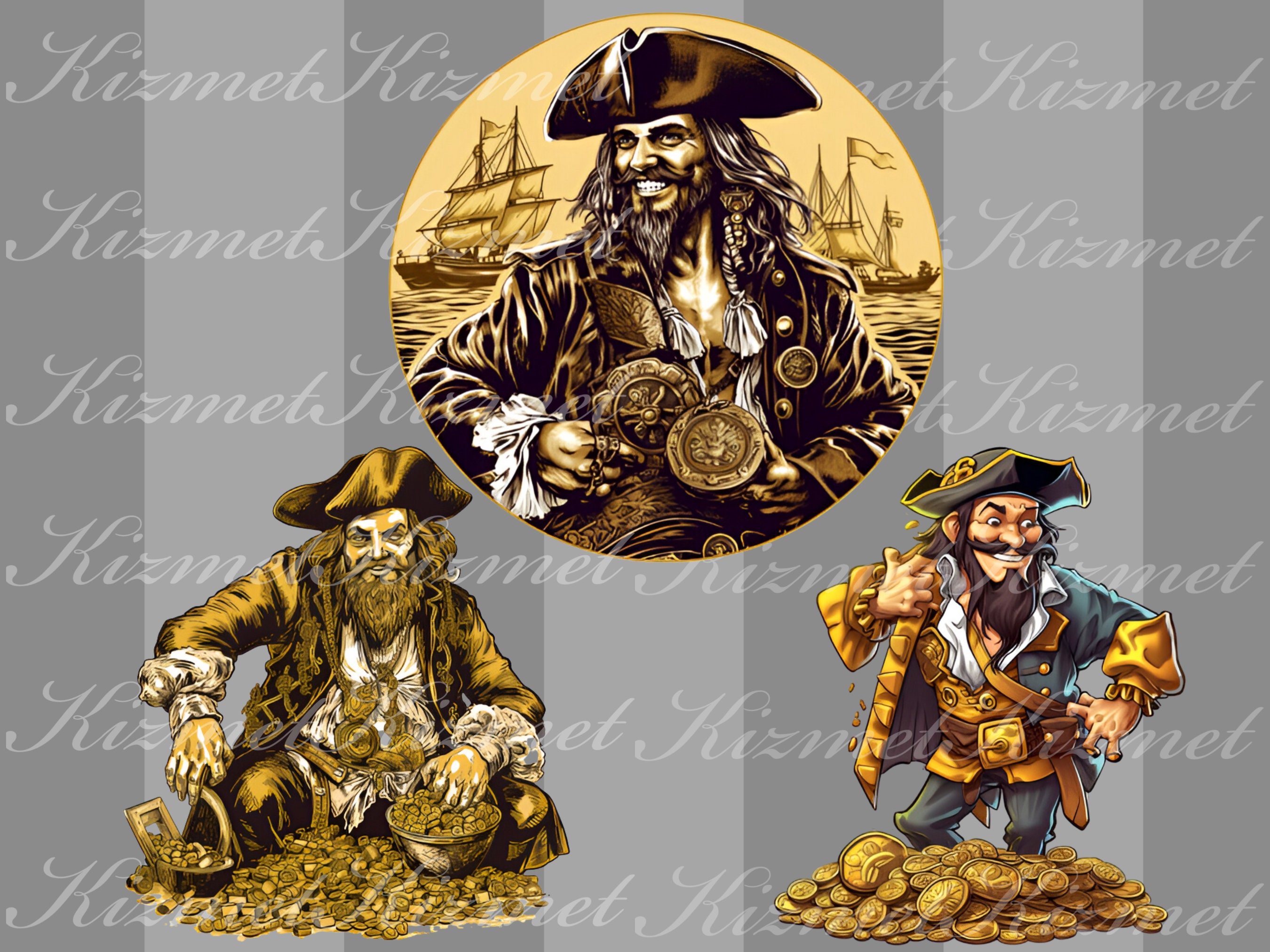 Pirate Life Set of 22 Pirate Png Clipart Files Large 10x12.5 Medieval ...