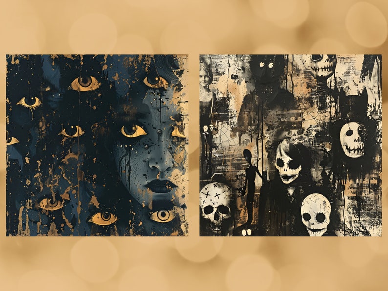 12 Creepy Vintage Digital Papers, Spooky Halloween Background, 12x12 ...