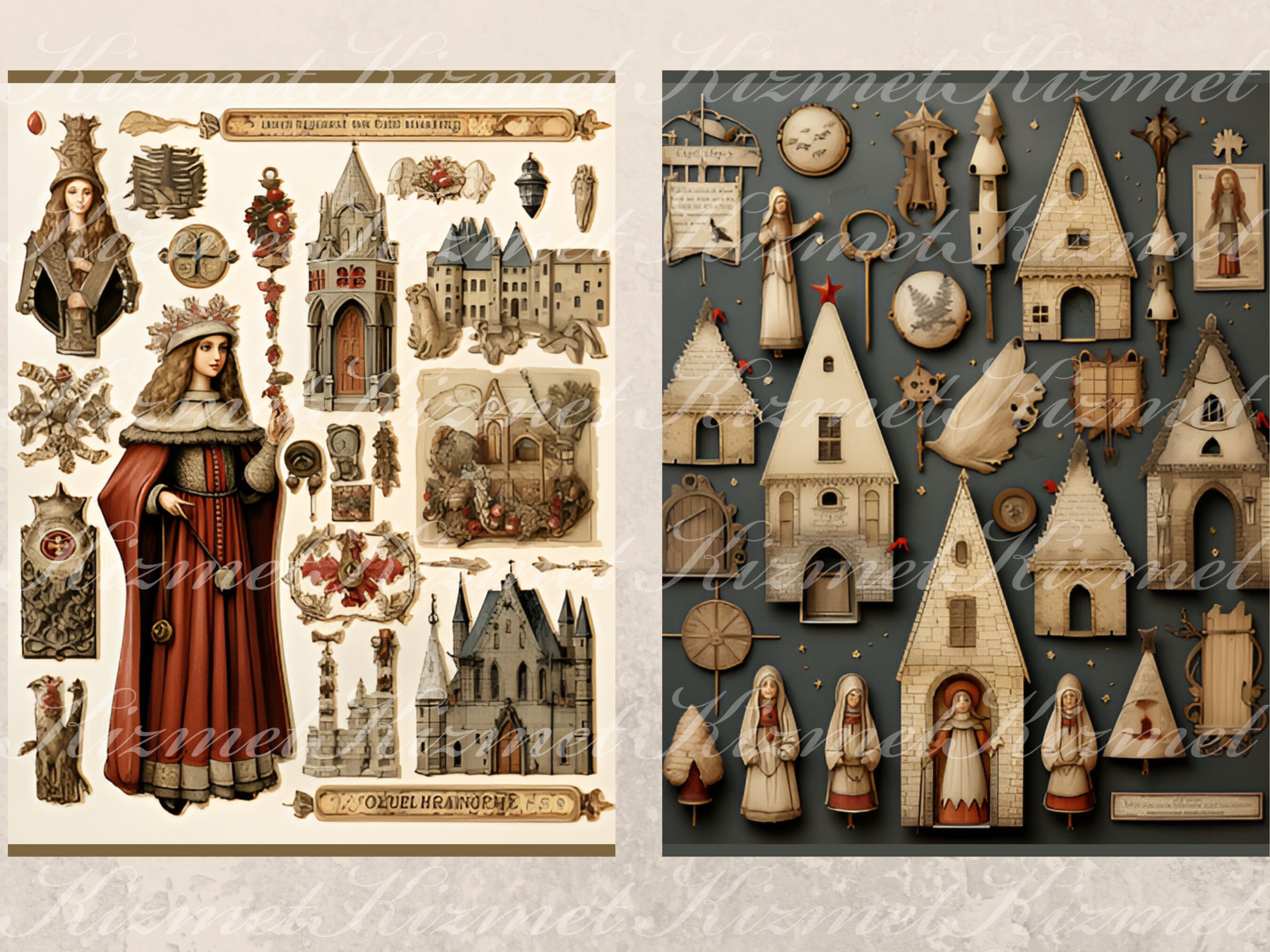 10 Medieval Christmas Junk Journal Printable Pages Collage Sheets High ...