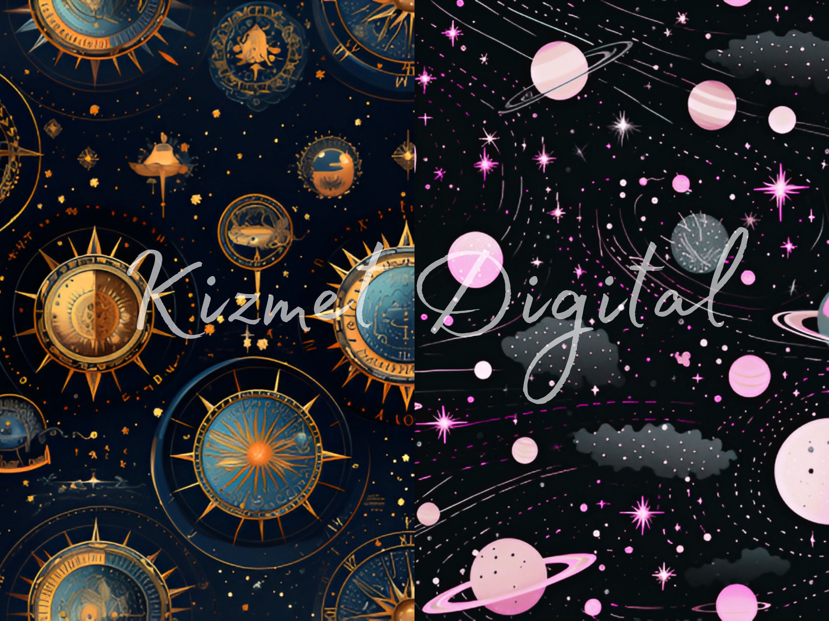 10 Galactic Wallpapers, Seamless Pattern, Celestial Digital Paper ...