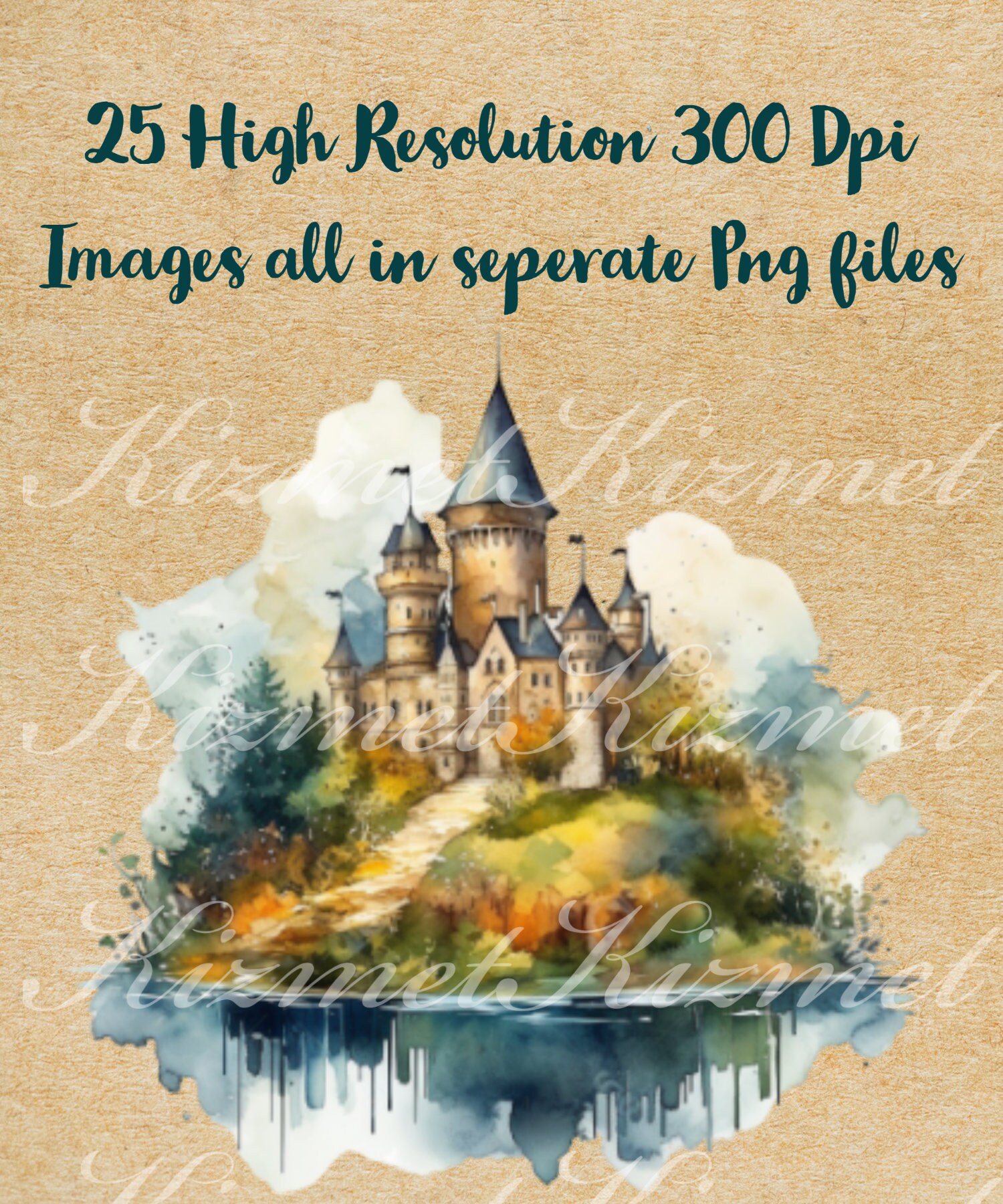 Medieval and Renaissance Themed Clipart, 300 Dpi, Beautiful Watercolor ...